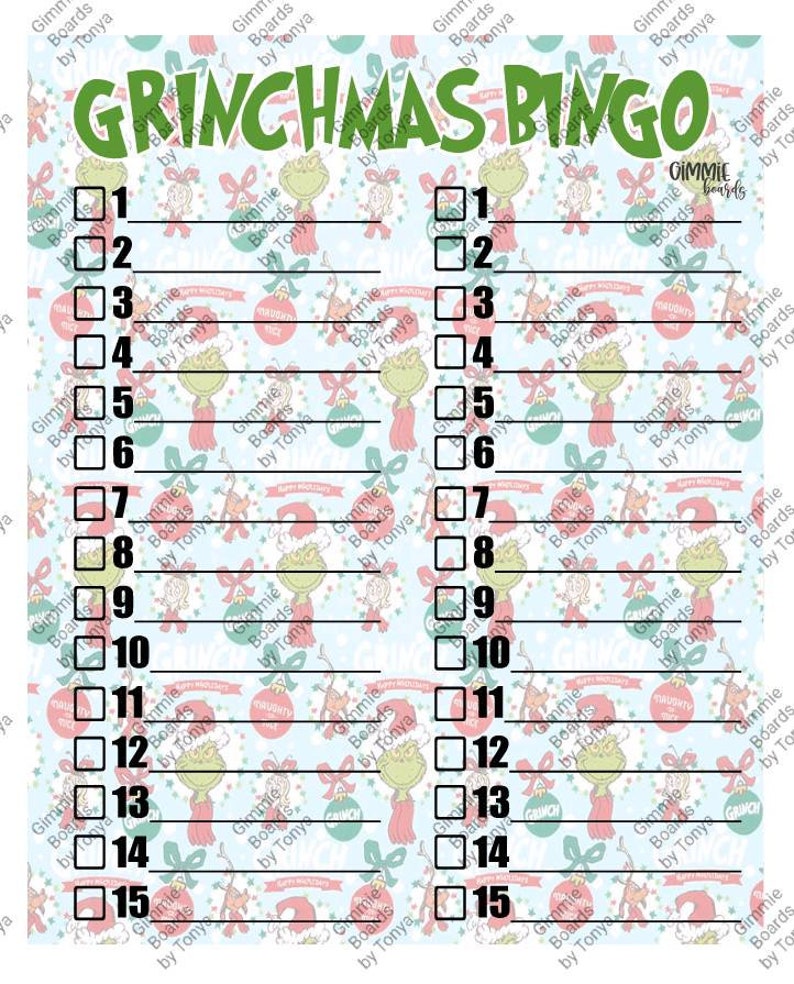 Grinch Combination Bingo Board - Etsy