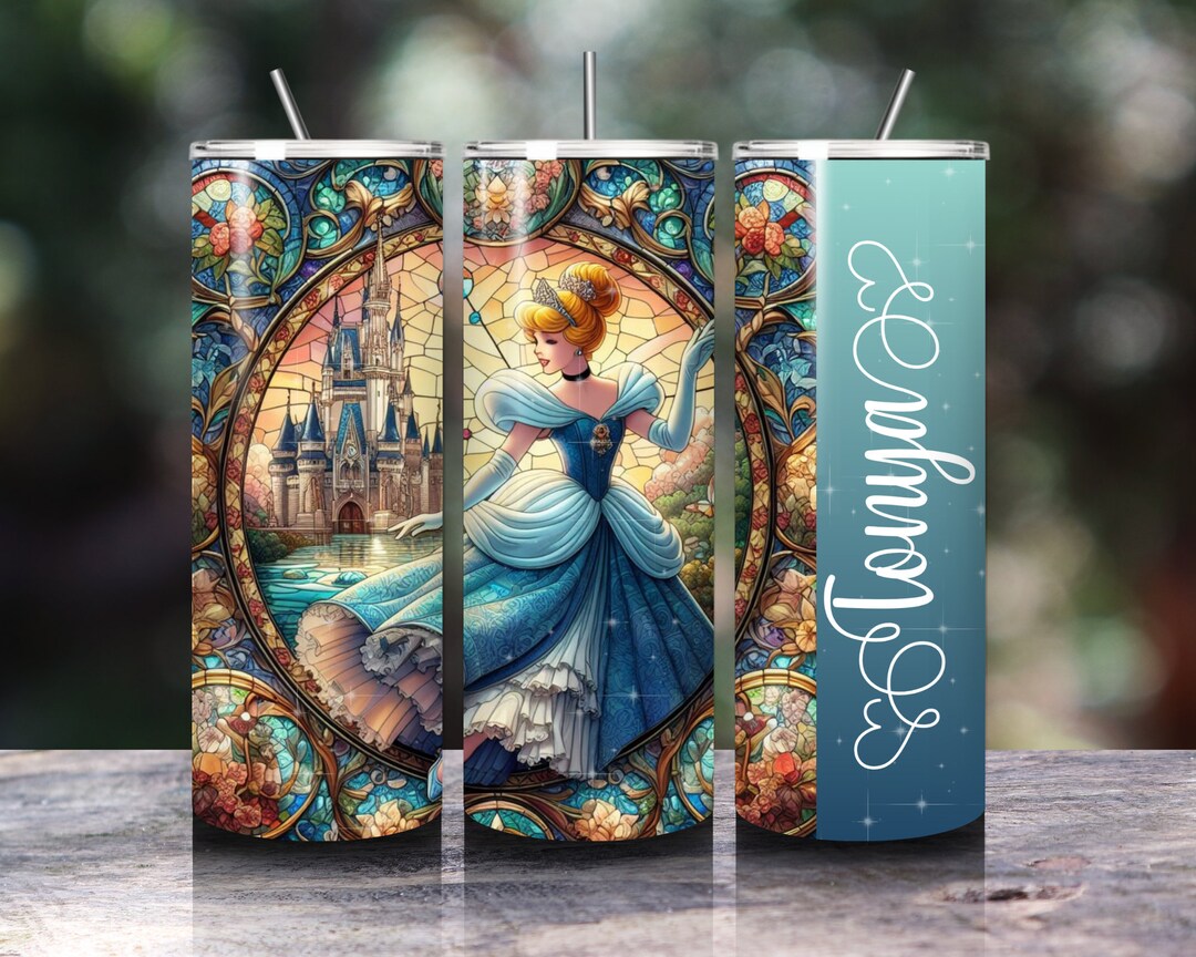 Custom Cinderella Stained Glass 20oz Skinny Tumbler, Add Your Name to ...