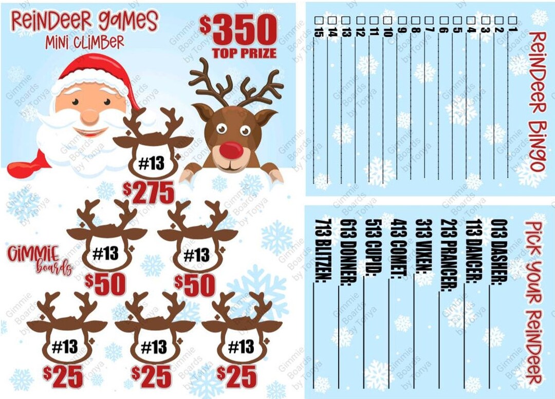 Reindeer Games Mini Bingo Climber - Etsy