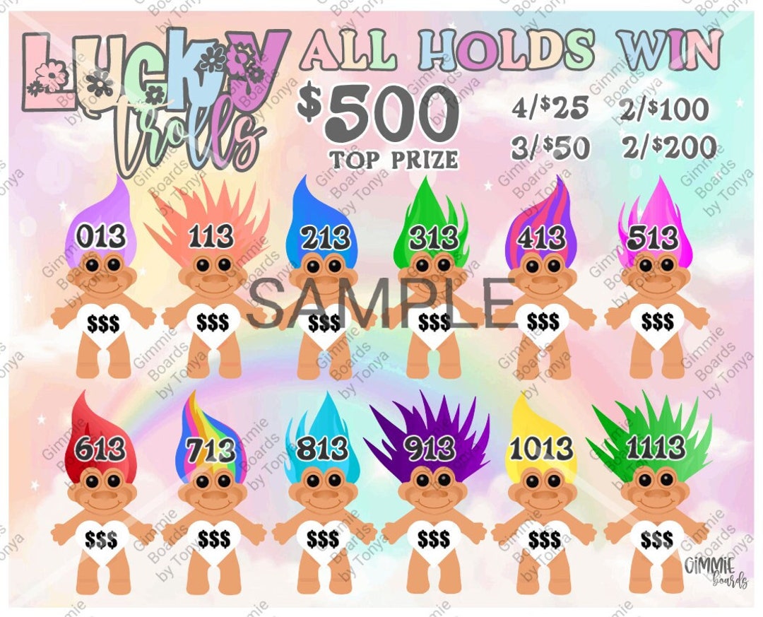Lucky Trolls All Holds Win Bingo Board - Etsy