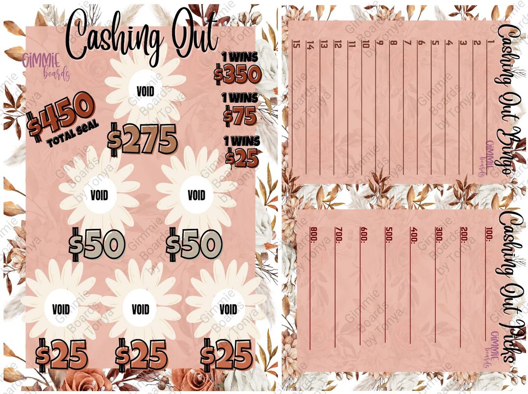 Cashing Out Mini Bingo Board - Etsy