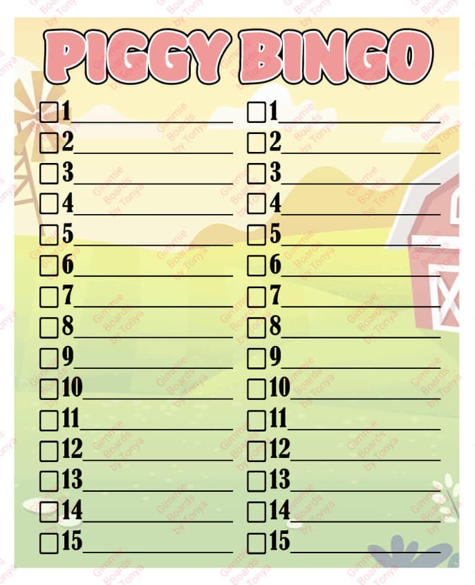 Piggy Banks Elimination Bingo Board - Etsy