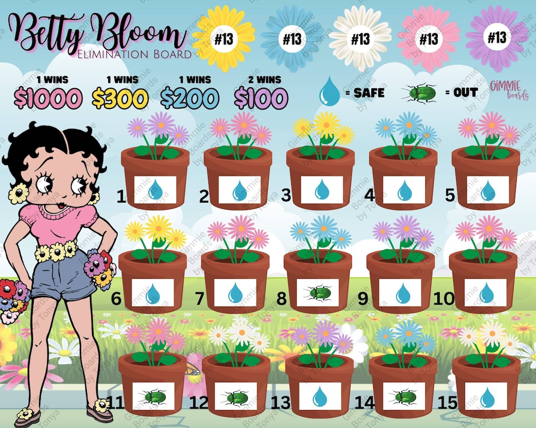 Betty Bloom Elimination Bingo Board, Cash Board, Betty Boop - Etsy