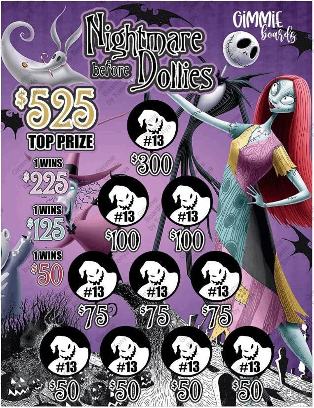 Nightmare Before Christmas Bingo Board - Etsy