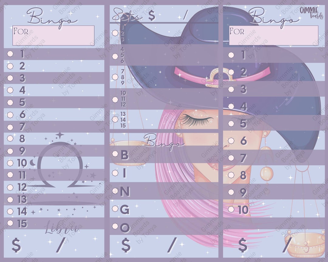 Libra Laminated Bingo Sheet - Etsy