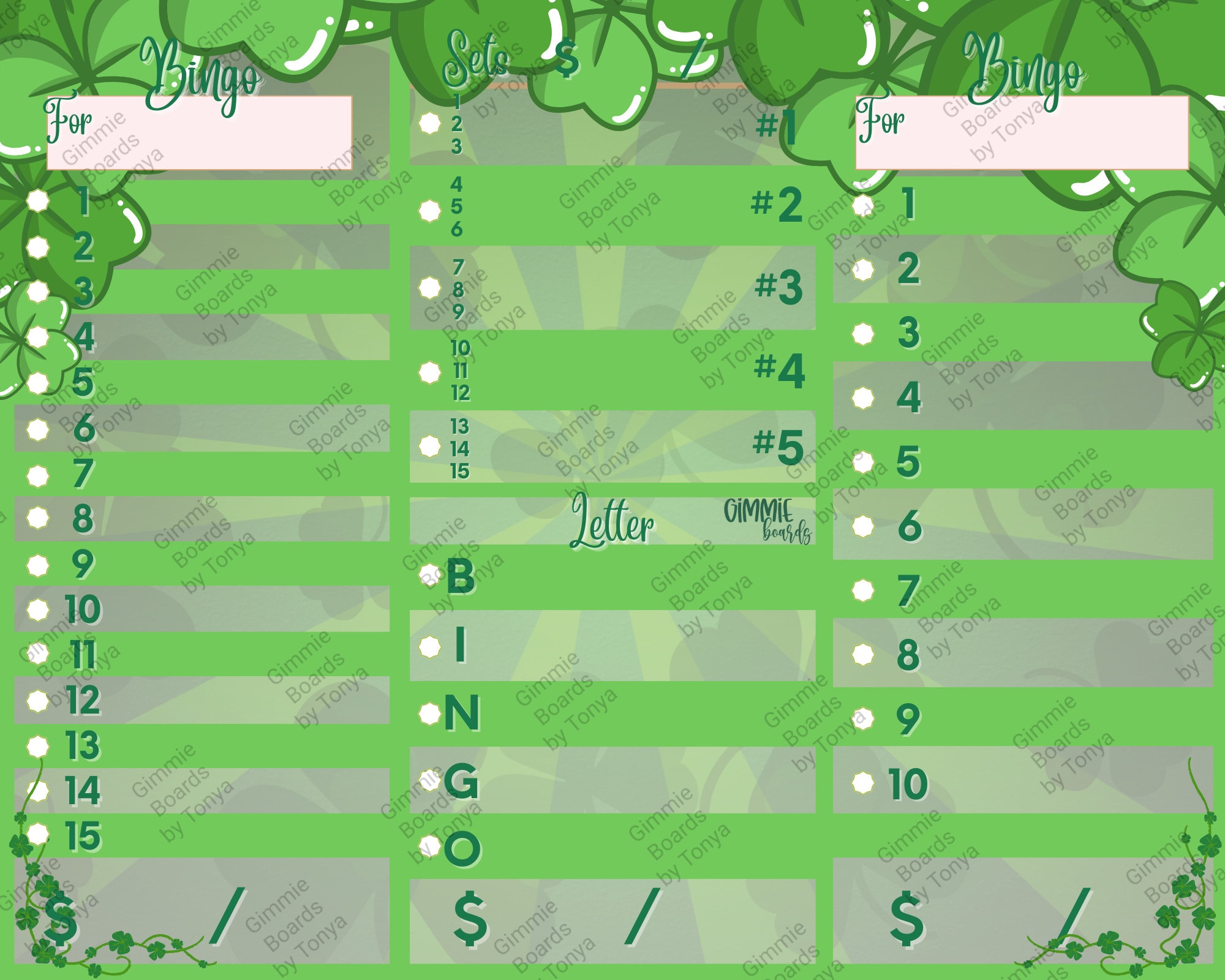 Clover Laminated Bingo Sheet - Etsy