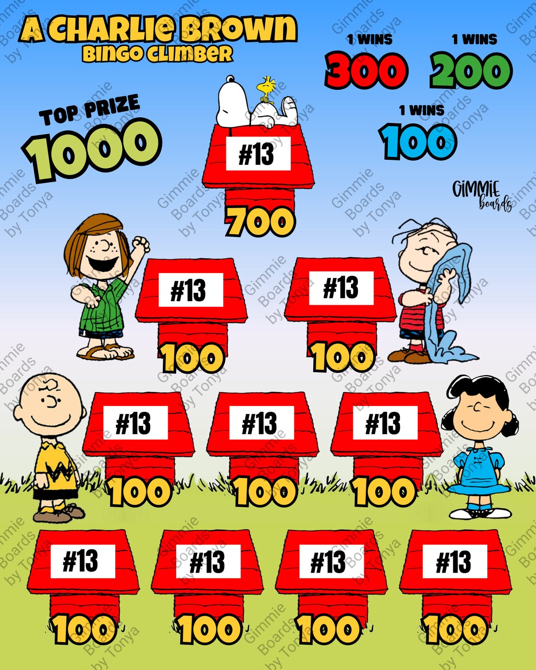 Charlie Brown Climber Bingo Board - Etsy