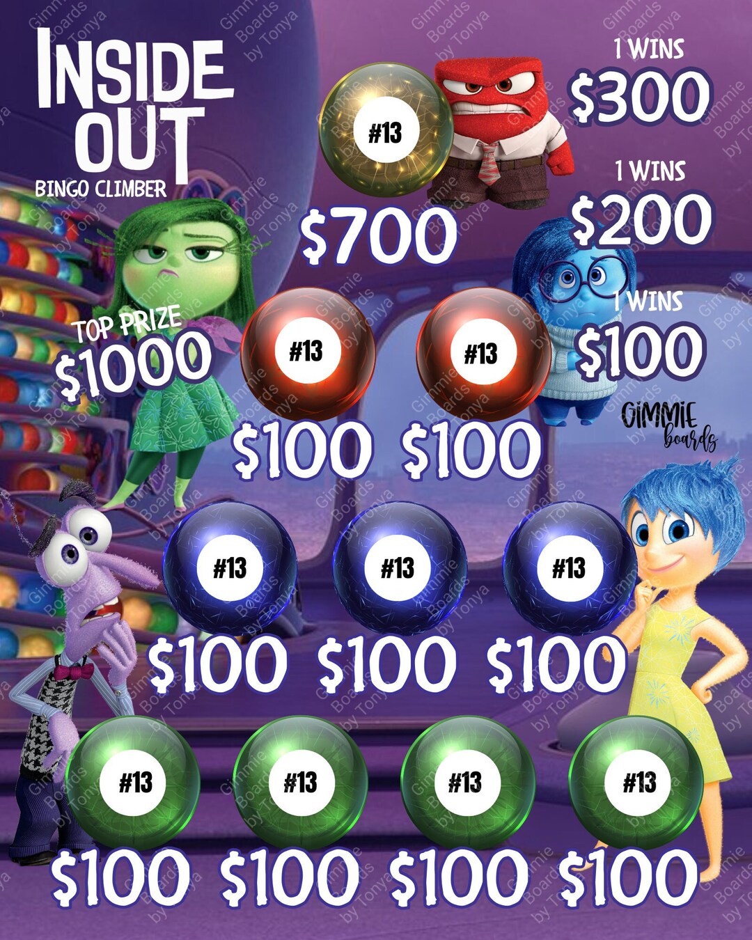 Inside Out Climber Bingo Board - Etsy