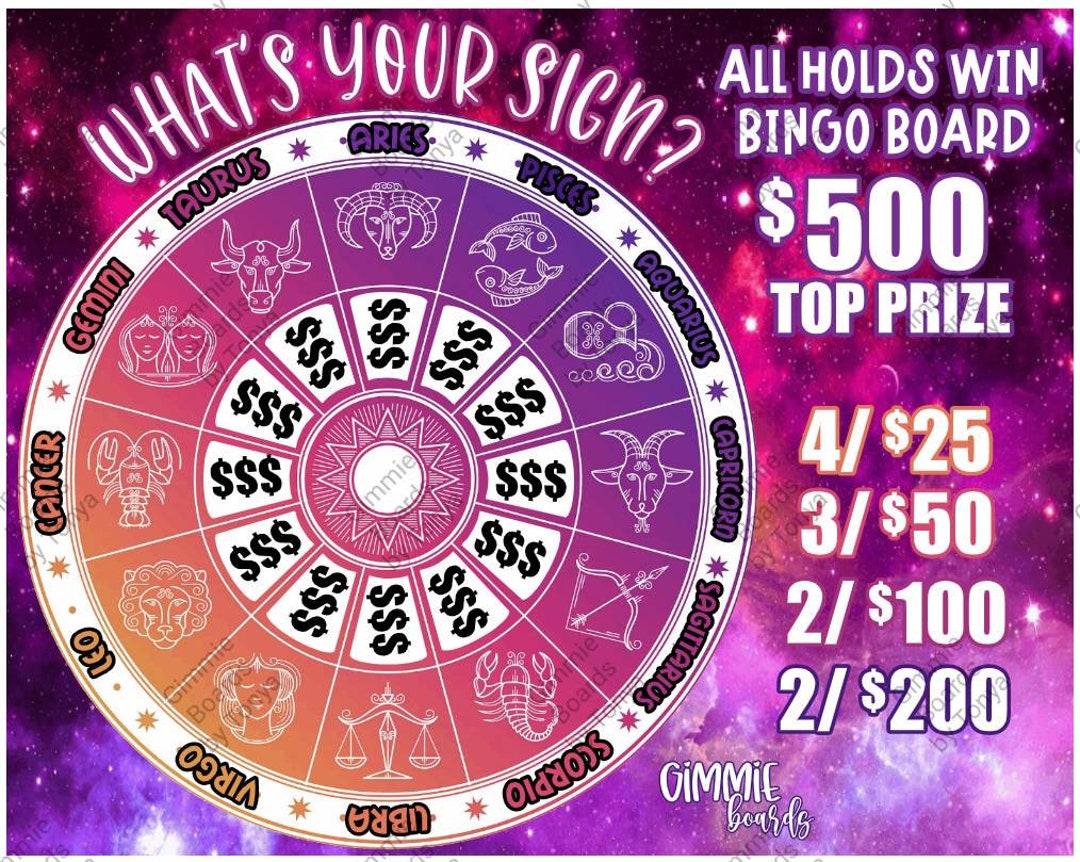 Zodiac All Holds Win Bingo Board - Etsy