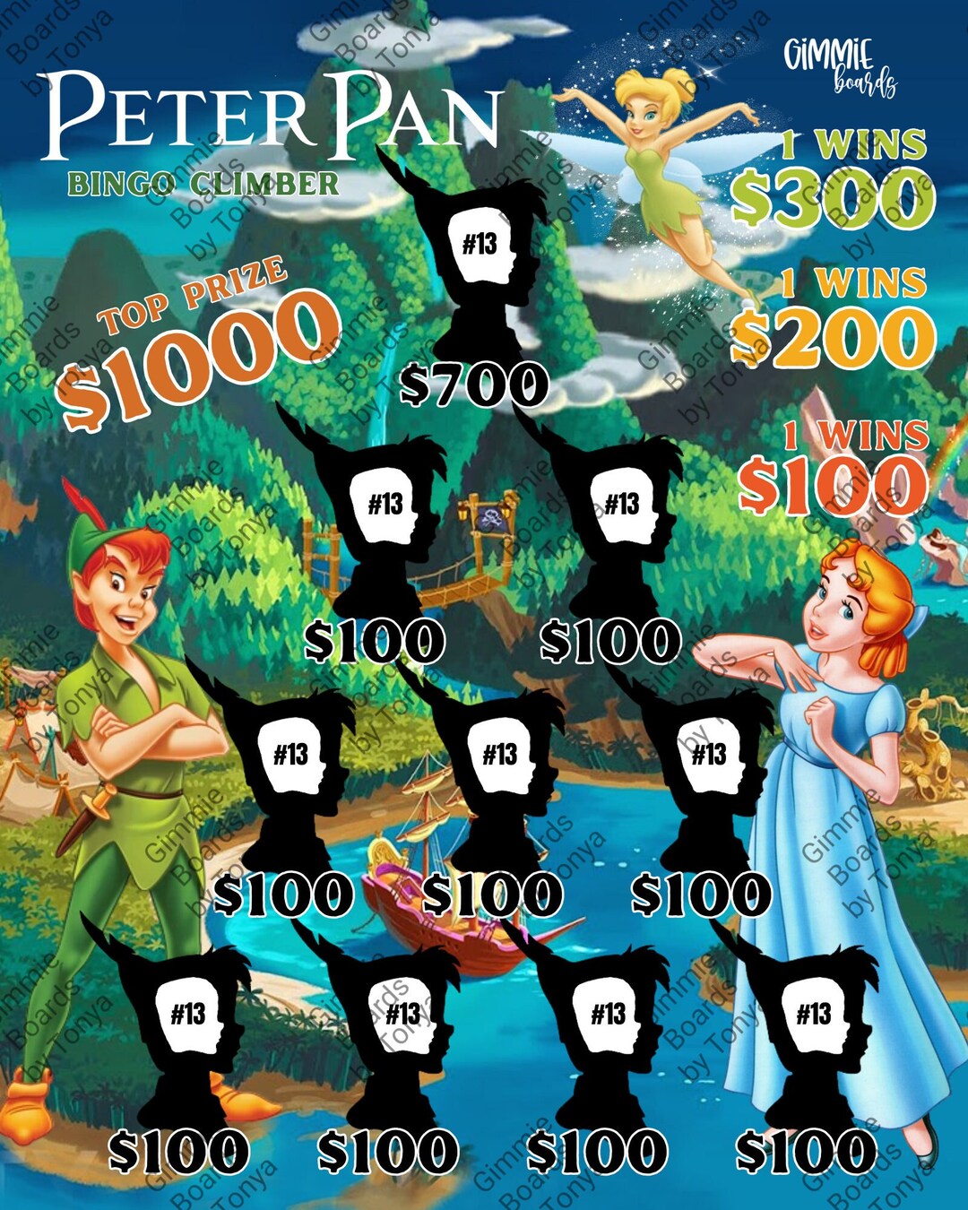 Peter Pan Climber Bingo Board - Etsy