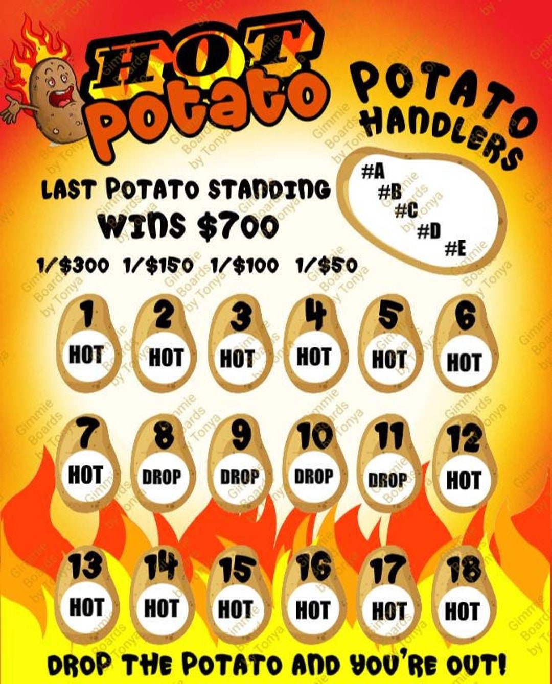 Hot Potato Elimination Bingo Board - Etsy