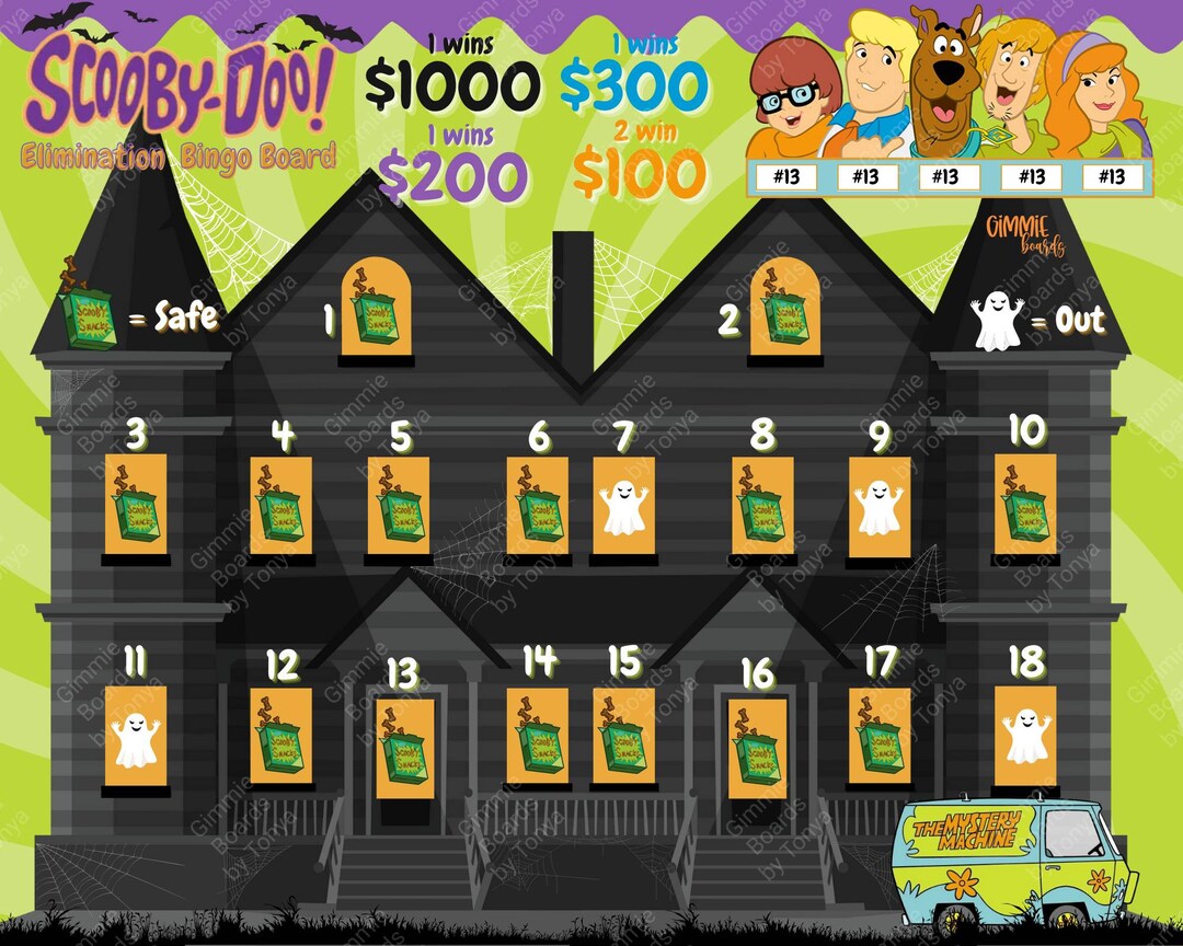Scooby Doo Inspired Bingo Elimination Board, Cash Board, Scooby-doo - Etsy