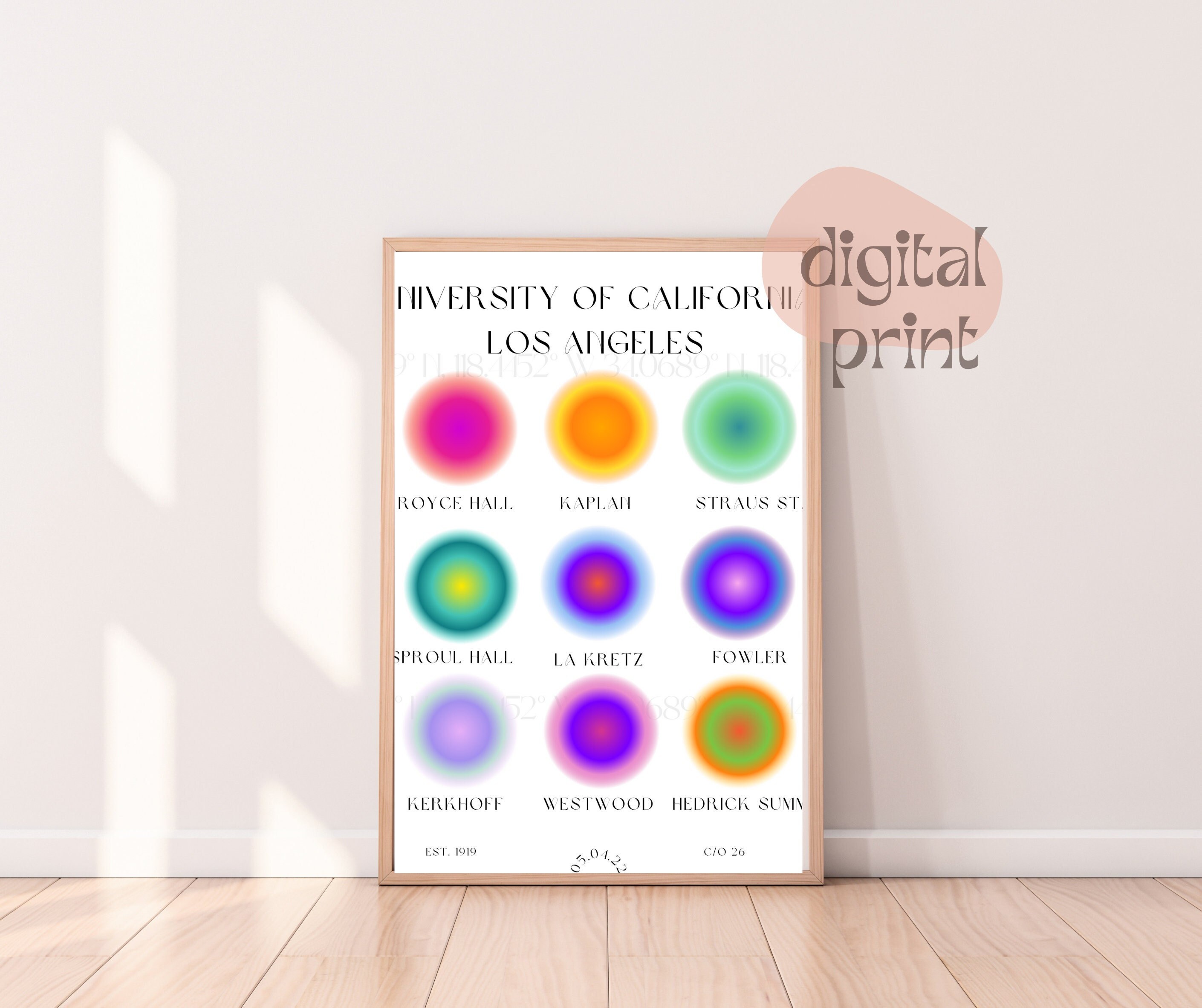 UCLA, College Poster, University Dorm, Instant Download Print, Aura ...