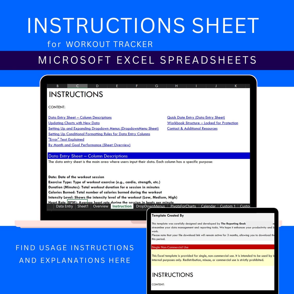 Excel Template Workout Planner, Gym Fitness Tracker Spreadsheet ...