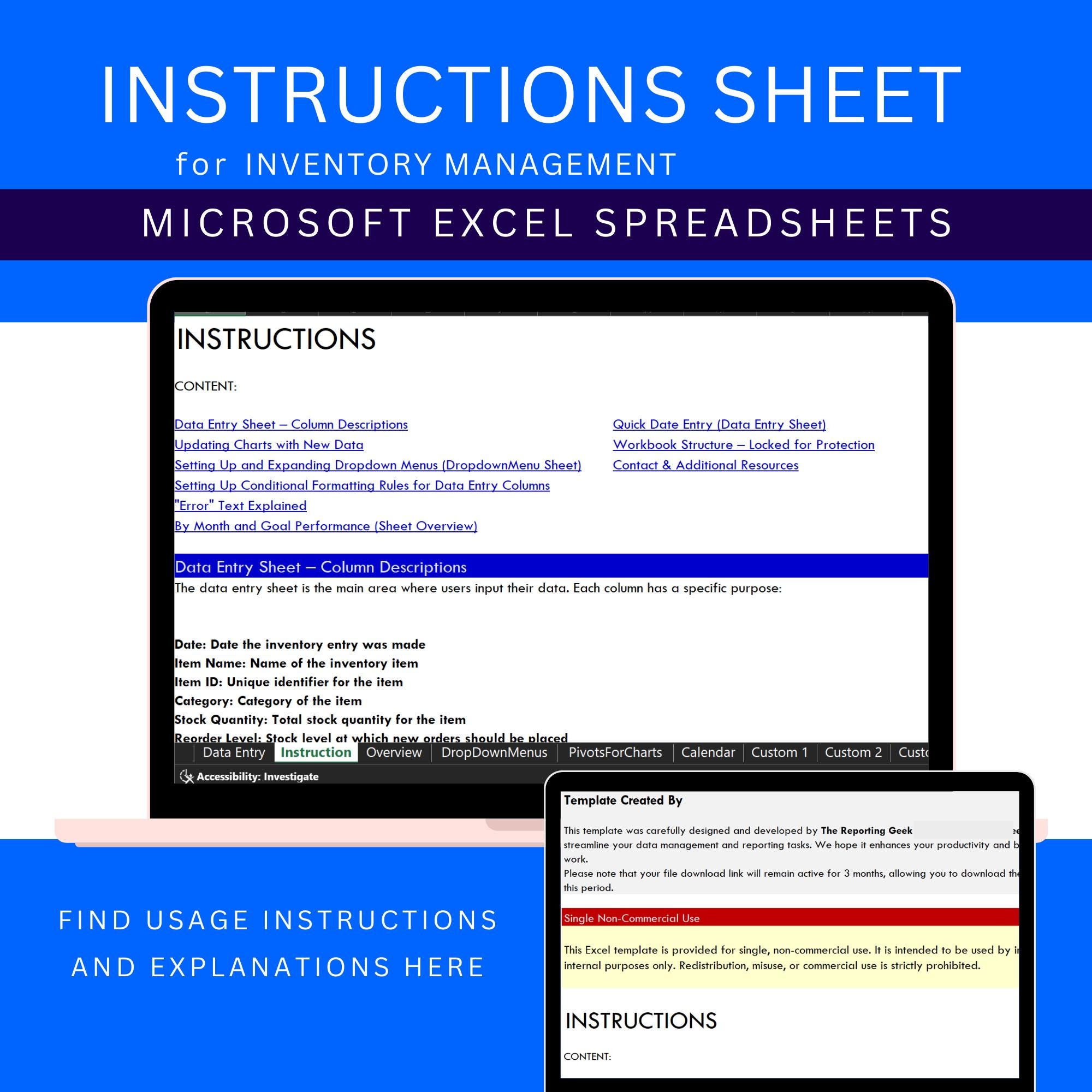 Inventory Management Excel Template: Stock Tracker Dashboard (digital ...