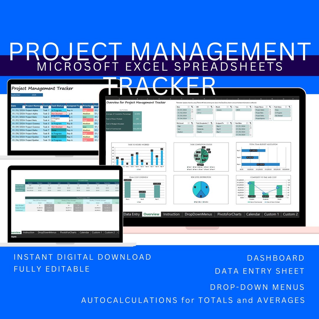 Excel Template Project Management Tracker, Task To-do List, Status ...