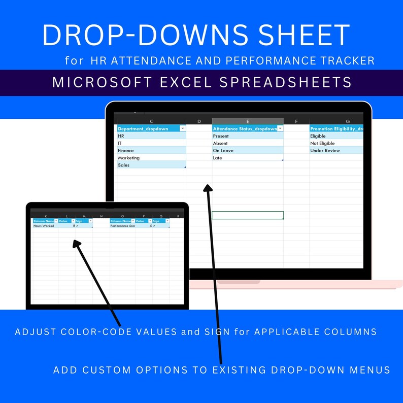 Excel Template Employee Attendance Tracker, HR Performance Dashboard ...