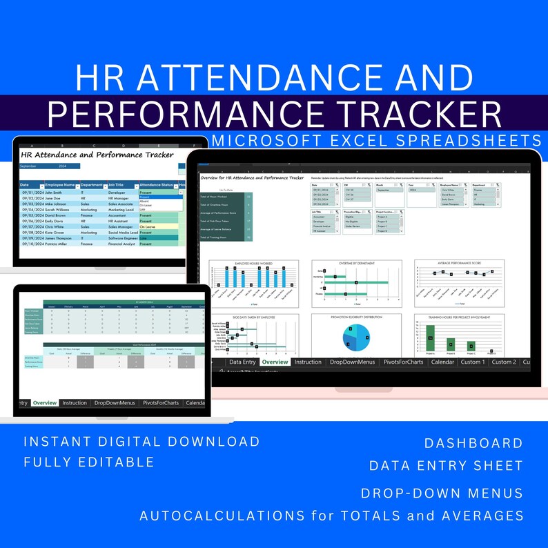 Employee Attendance & Performance Tracker: Excel Template (digital ...