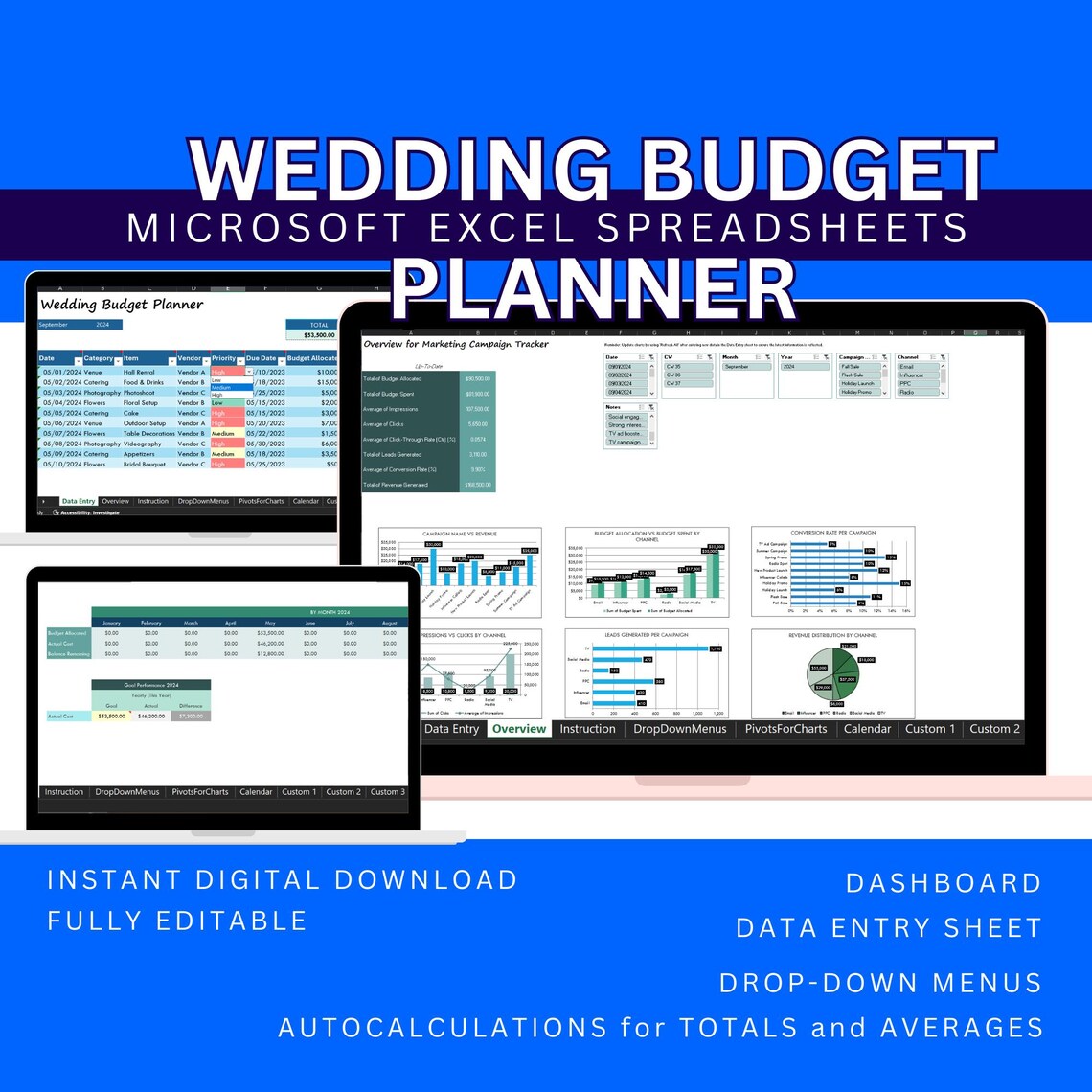 Wedding Budget Planner Wedding Expense Tracker Excel Wedding Planner ...