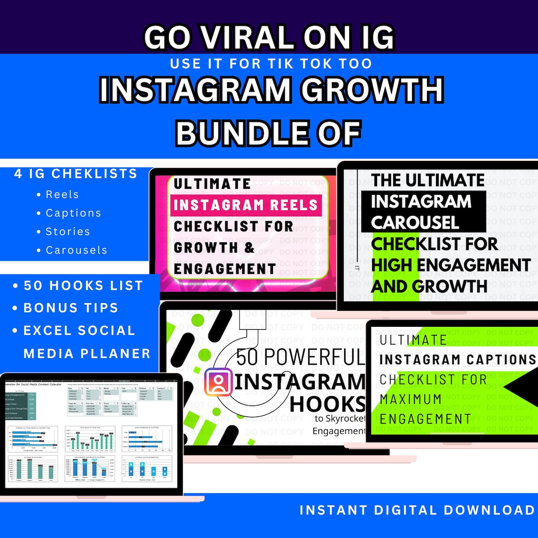 Instagram Checklist Carousel Checklist Reels Guide IG Caption Bundles ...