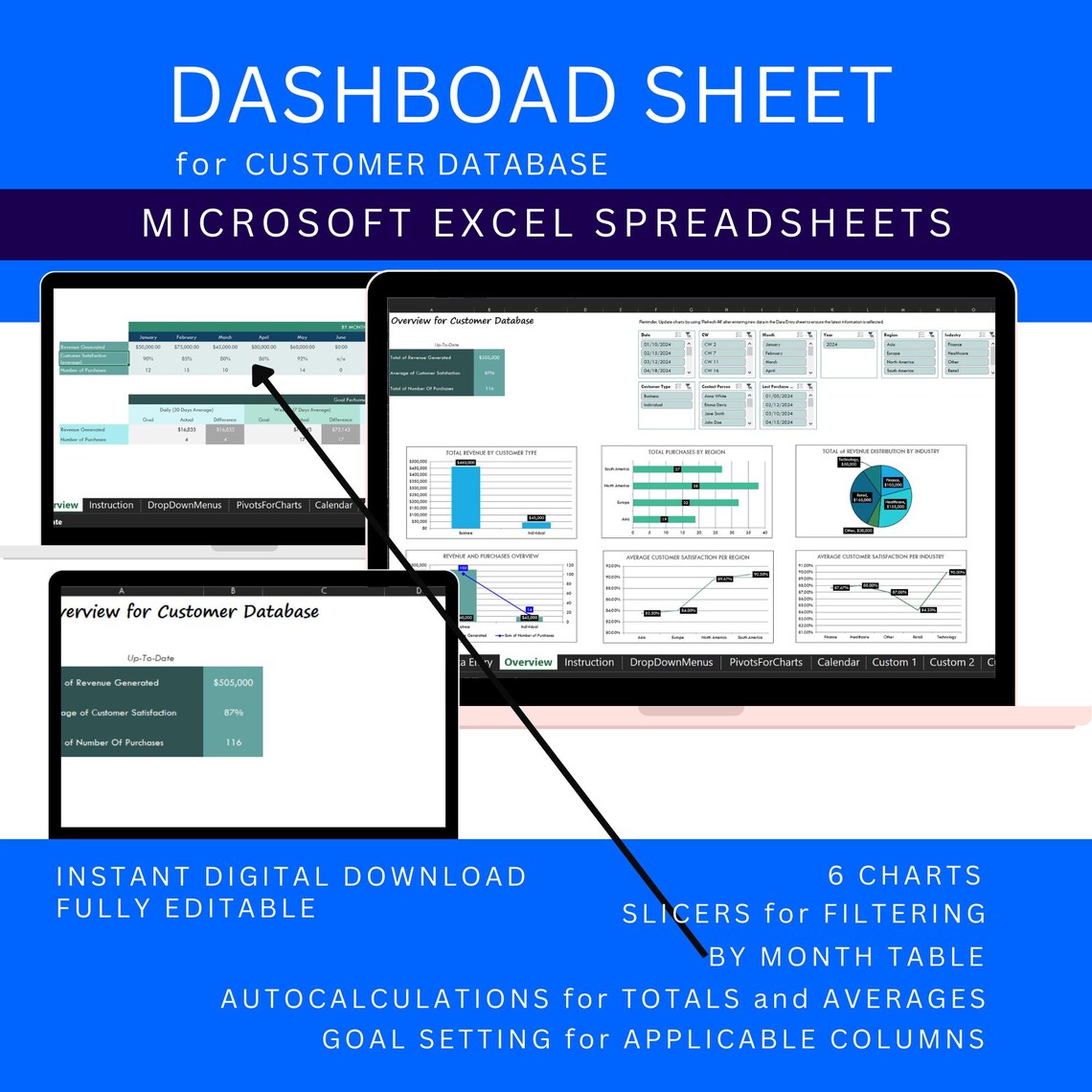 Customer Database Excel Template CRM Spreadsheet Client Management ...