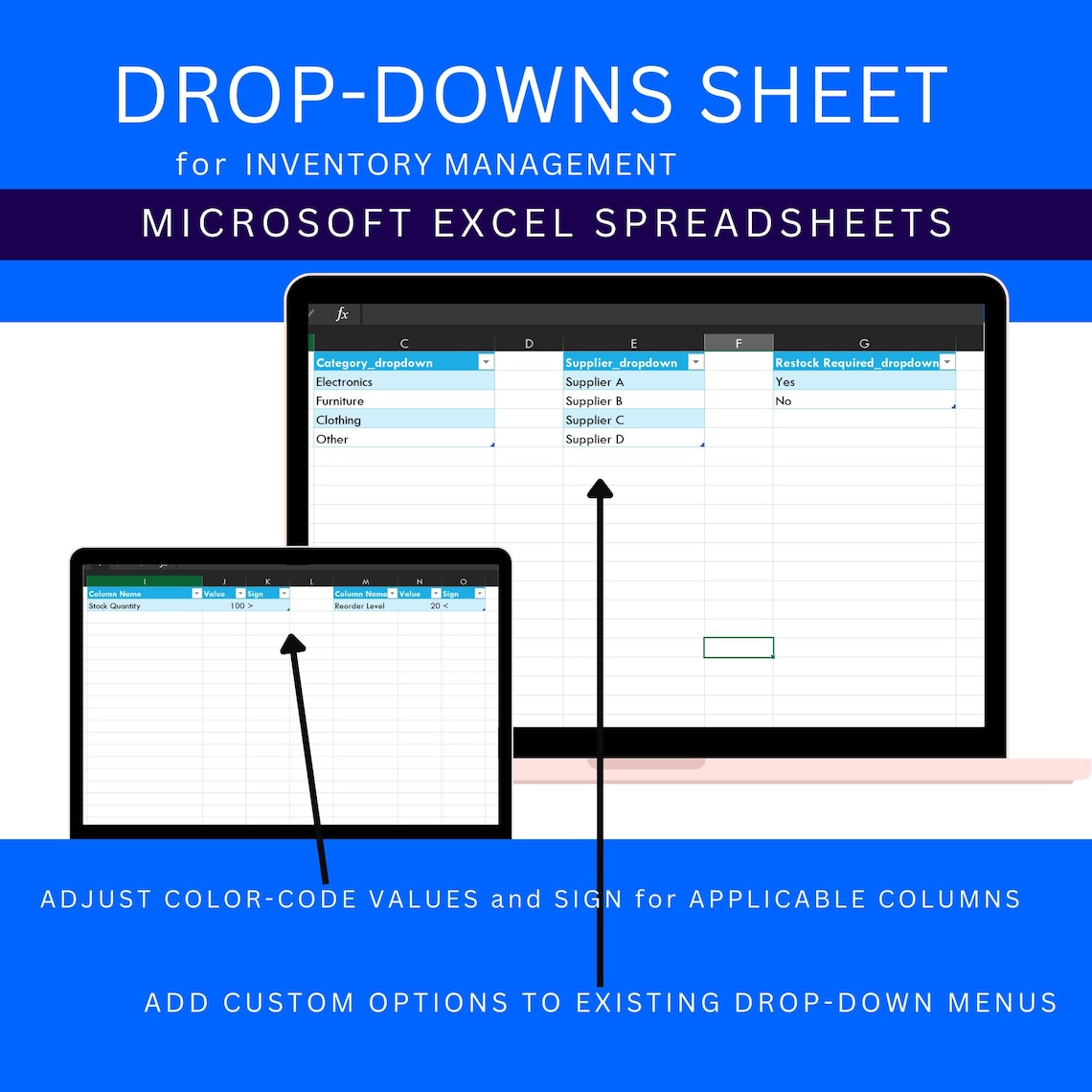 Inventory Management Excel Template: Stock Tracker Dashboard (digital ...