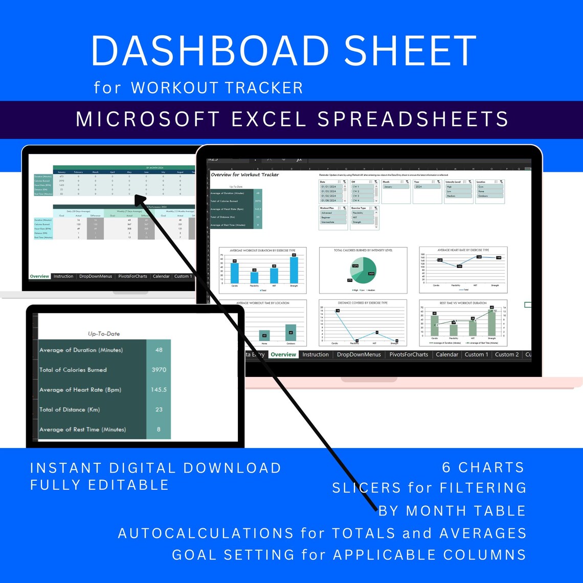 Excel Template Workout Planner, Gym Fitness Tracker Spreadsheet ...