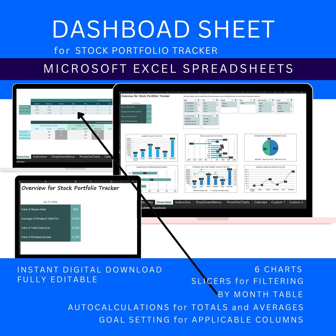 Excel Template Stock Portfolio Tracker, Investment Dashboard ...