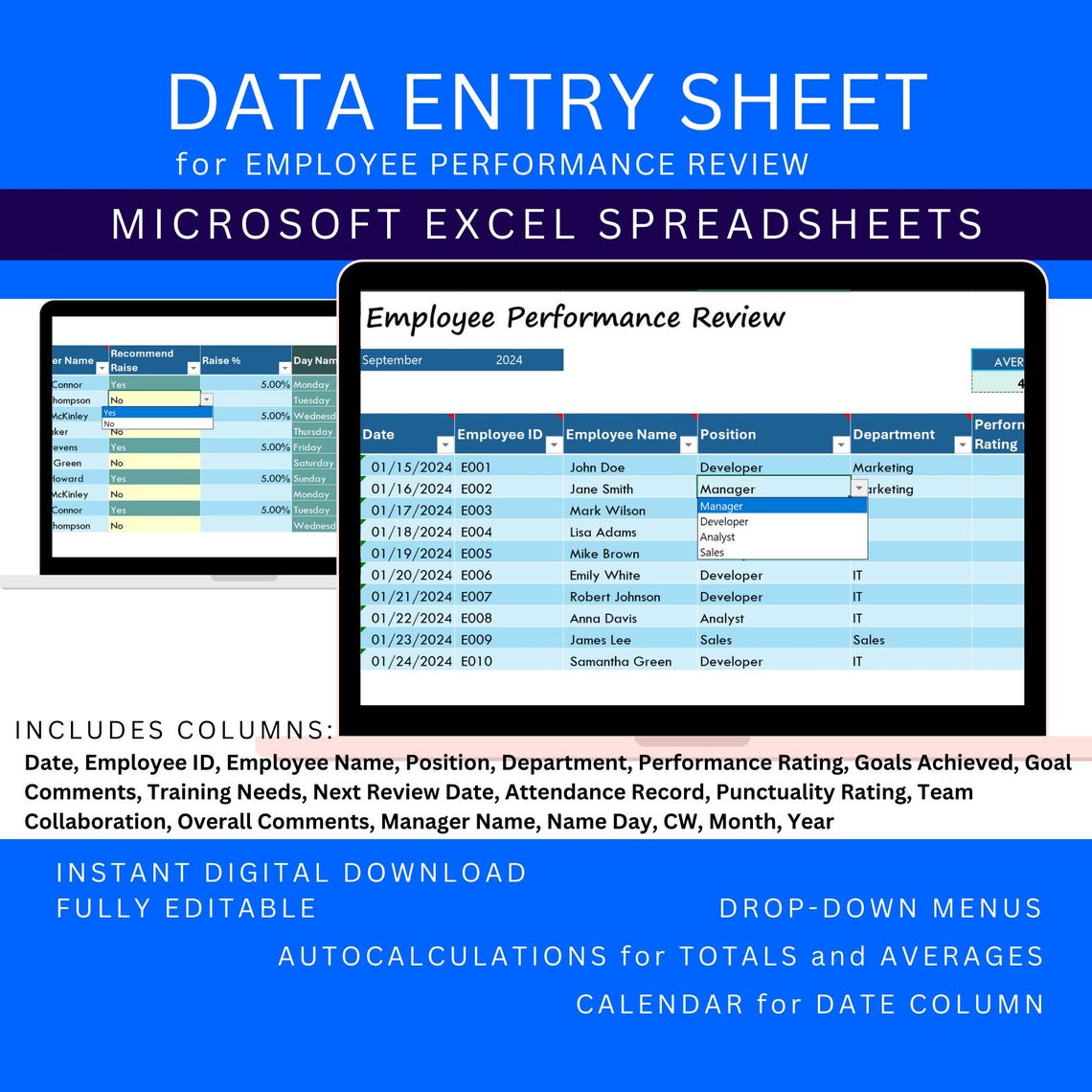 Employee Performance Tracker Employee Review Template Performance ...