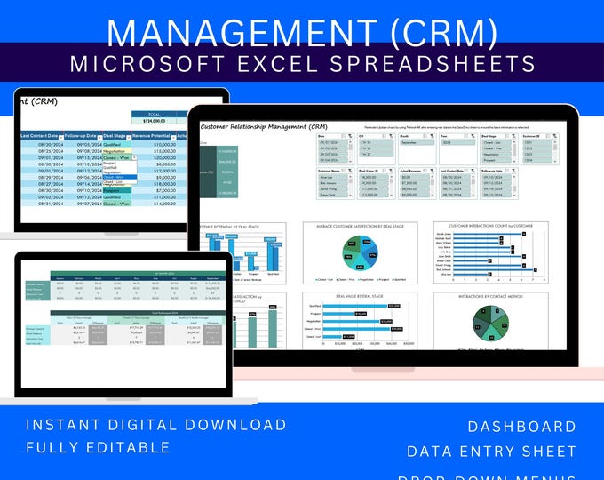 CRM Excel Template | Client Tracker Spreadsheet | Customer Relationship ...