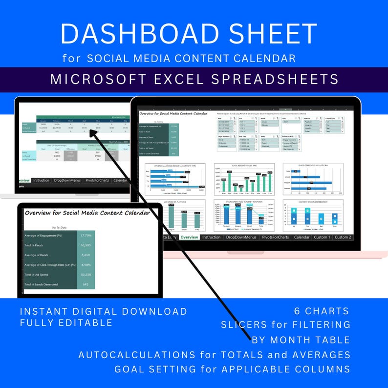 Social Media Calendar Excel for Social Planning SMM Template Social ...