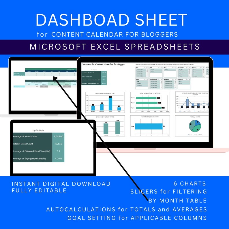 Blog Post Planner: Content Calendar Excel Template (digital Download ...