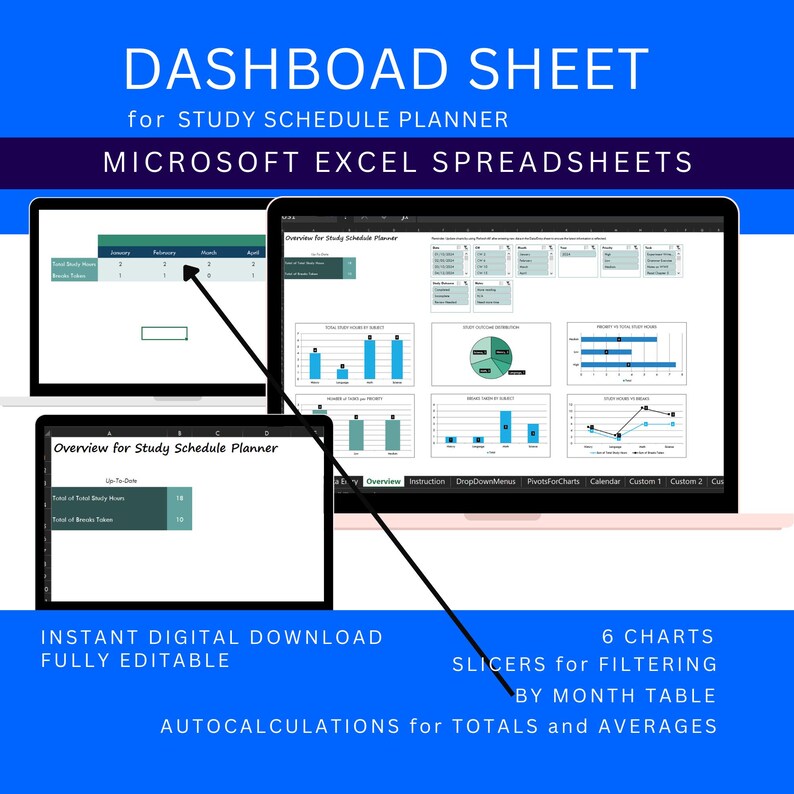 Excel Study Schedule Template: Student Planner & Tracker (digital ...