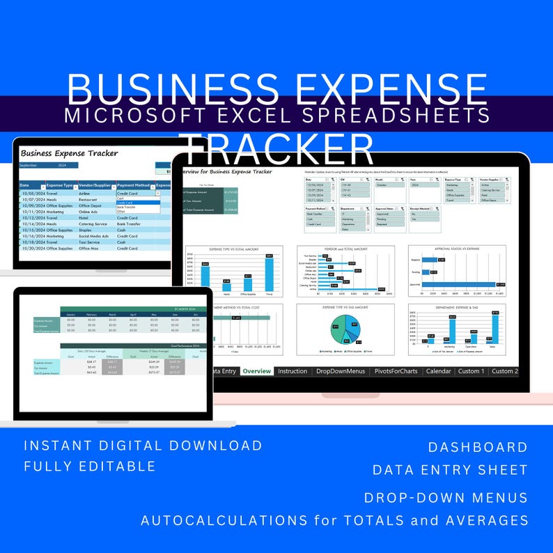 Business Expense Tracker Excel Template: Cost Analysis Spreadsheet ...
