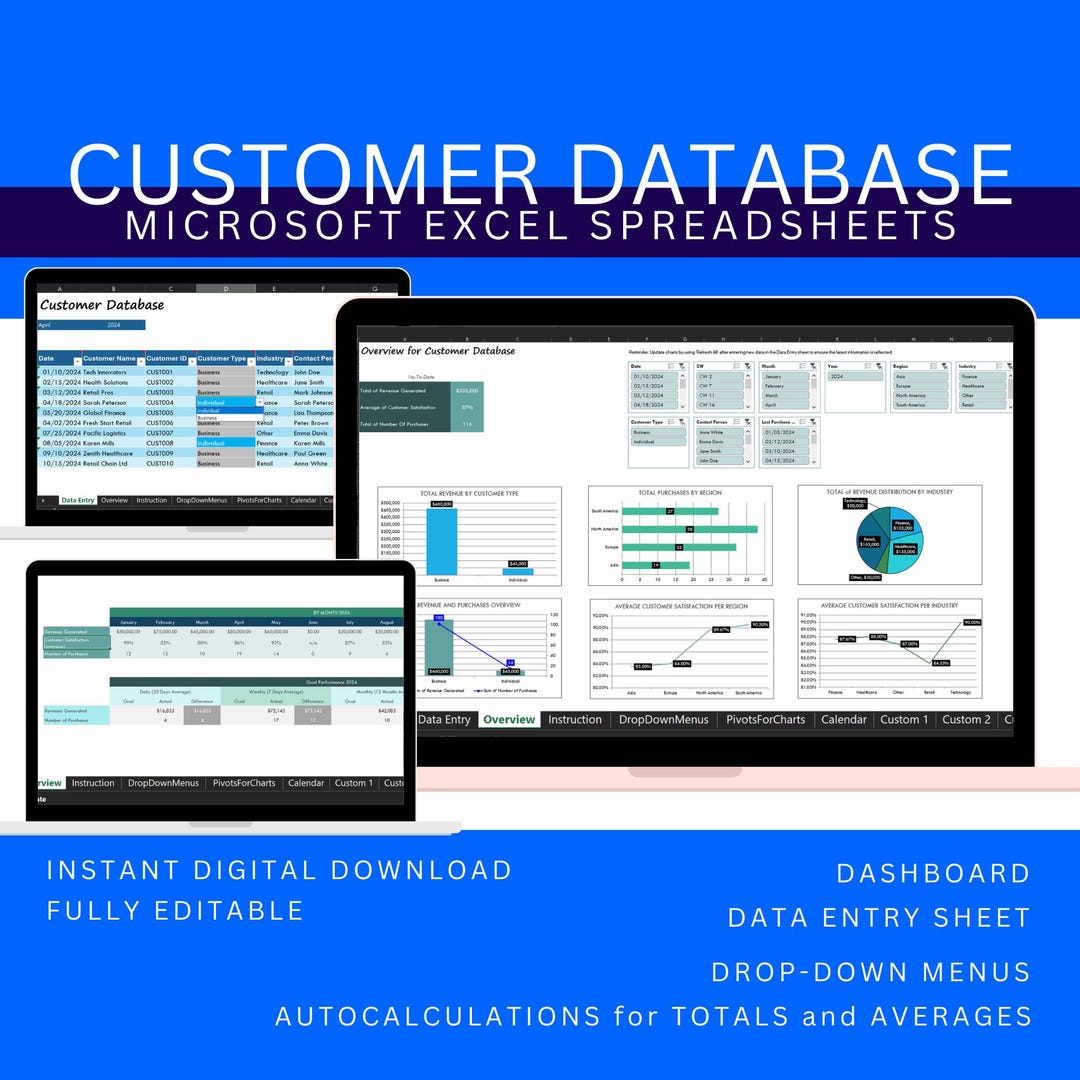 Excel Customer Database Template: Client Tracker & CRM (digital ...