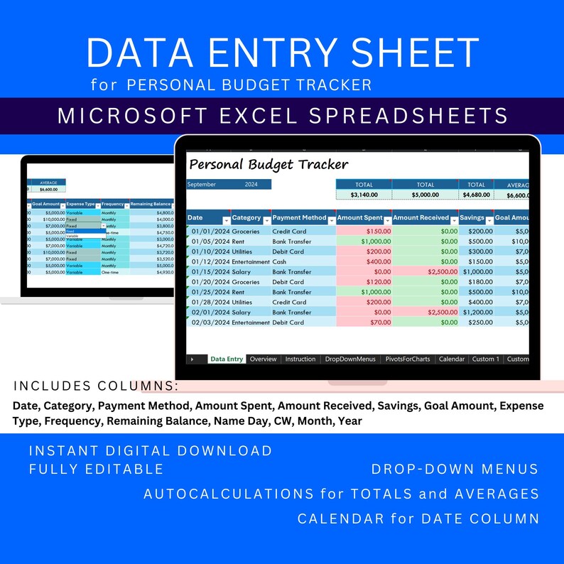 Excel Budget Template Personal Finance Excel Sheet Personal Budget ...