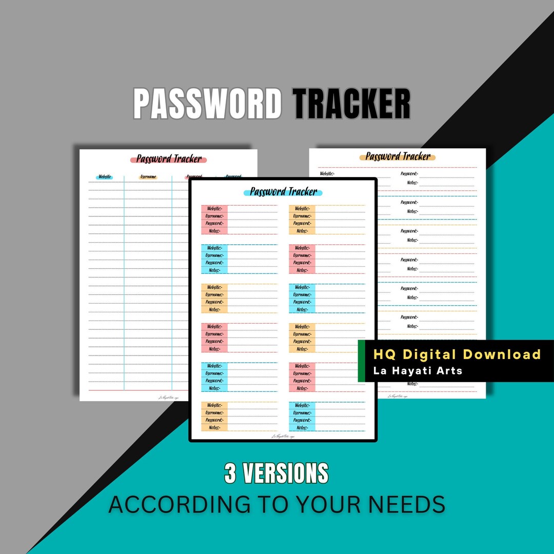 3 Printable Password Organizer Bundle-personalized Password - Etsy