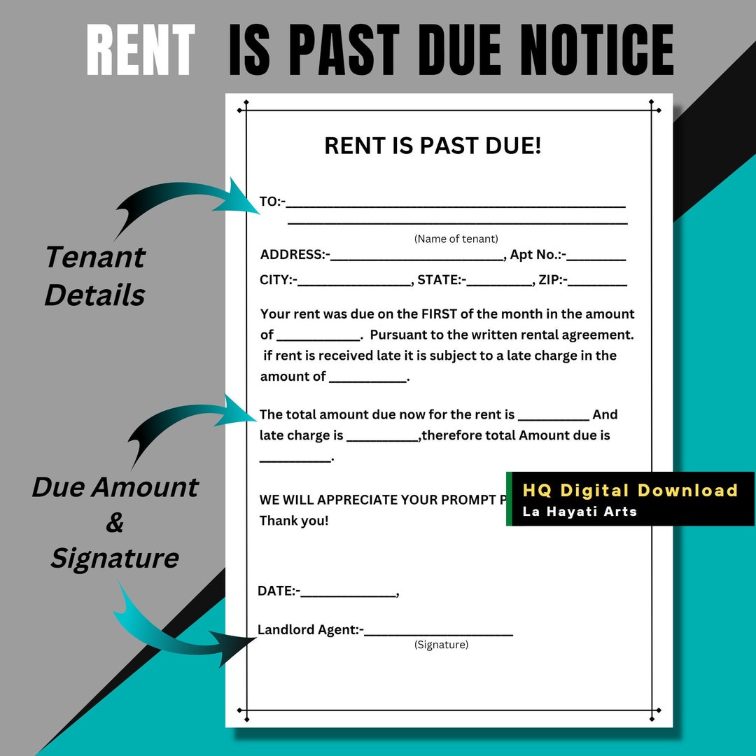 Rent is Past Due Notice Printable-landlord Notice Rent Past Due to ...