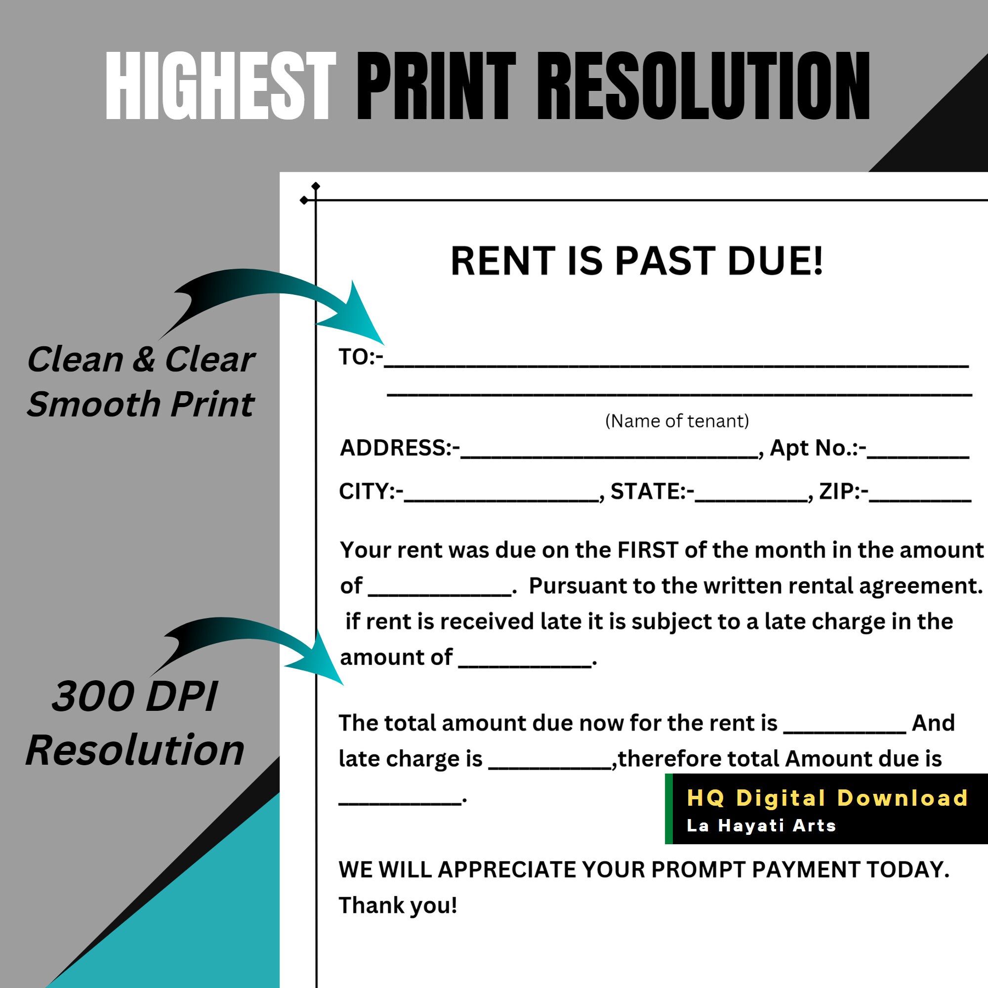 Rent is Past Due Notice Printable-landlord Notice Rent Past Due to ...
