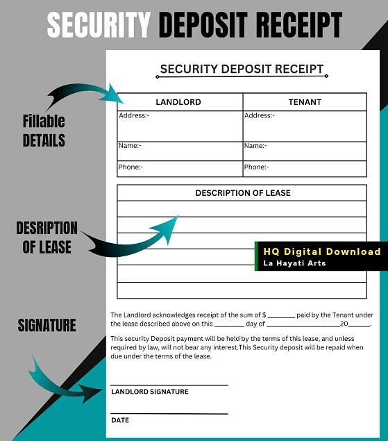 Receipts For Tenants Security Deposit