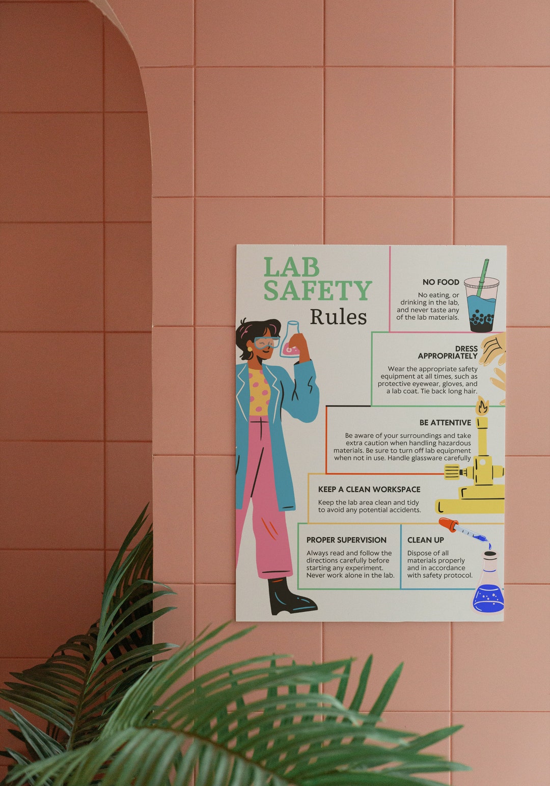 Printable Lab Rules Guide-poster-classroom Printable-english Version ...