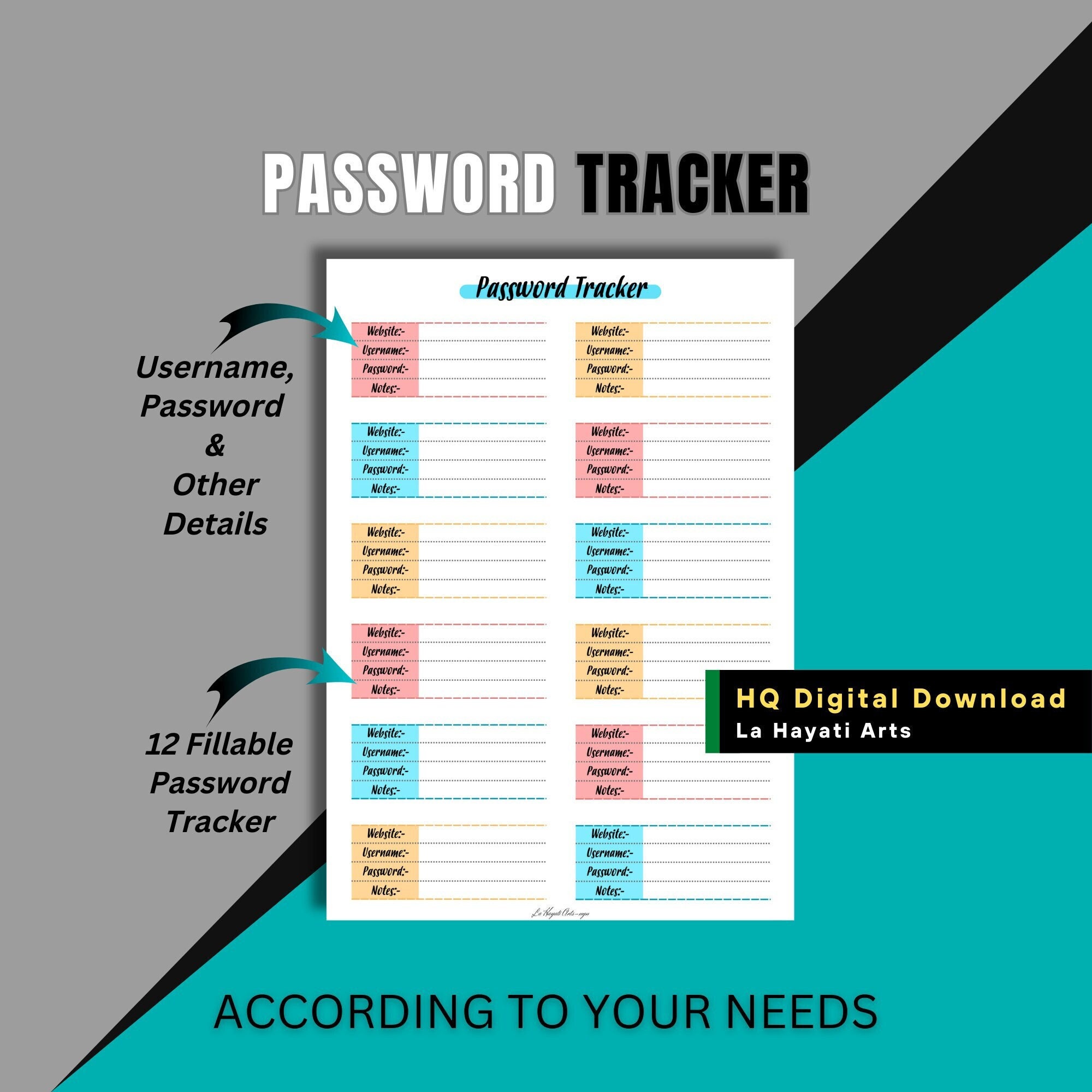 Printable Password Organizer-personalized Password Book-password ...