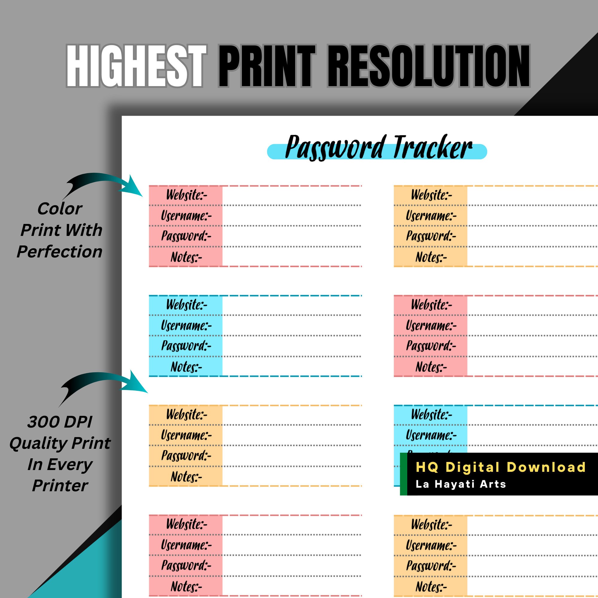 Printable Password Organizer-personalized Password Book-password ...