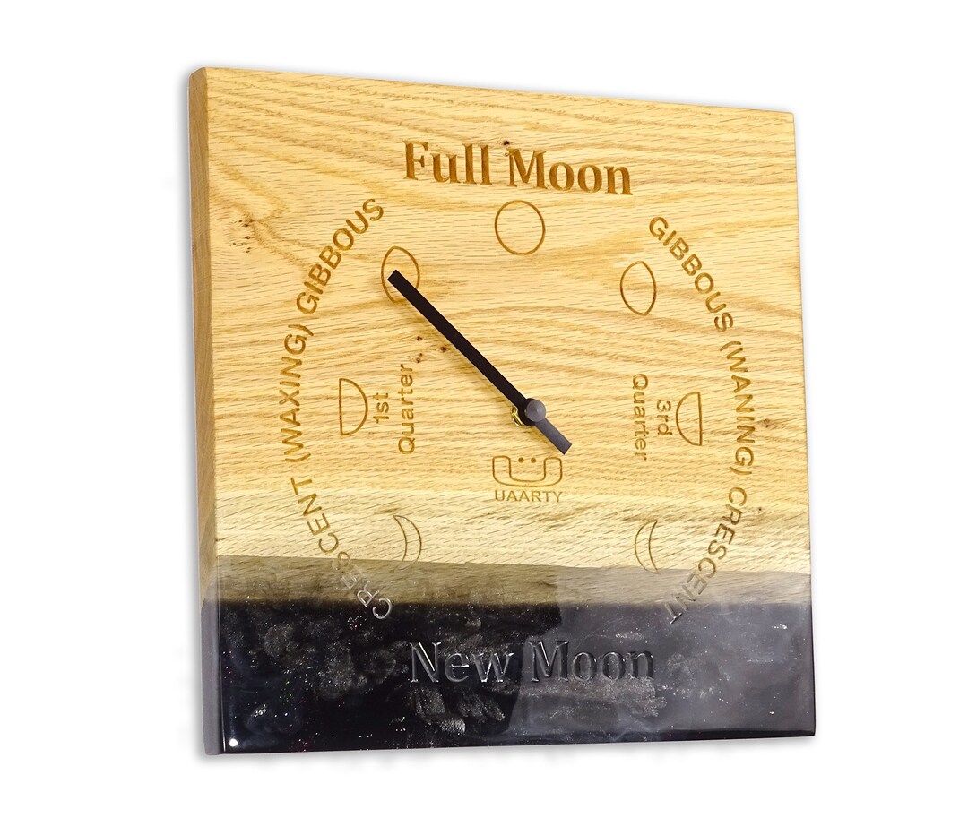 Moon Phase Clock Square Lunar Inspired Full Moon Clock for Wall With ...