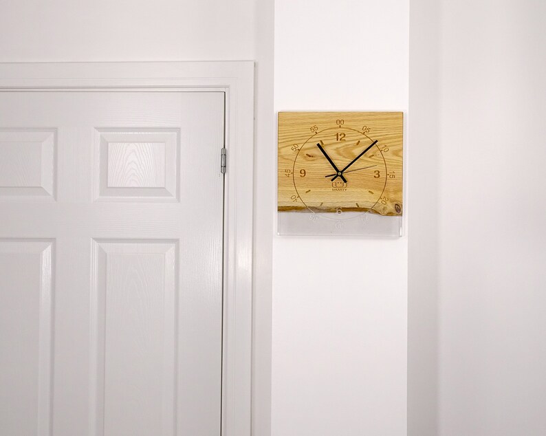 Radio Controlled Minute Ring Design Wall Clock With Live Edge & Epoxy ...