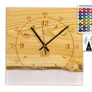 Radio Controlled Minute Ring Design Wall Clock With Live Edge & Epoxy ...