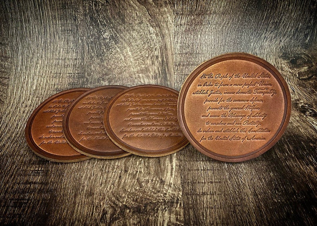 The PREAMBLE to the U.S. CONSTITUTION Leather Coaster Set set of 4 - Etsy