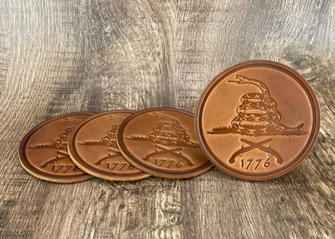 GADSDEN FLAG SNAKE 1776 Edition Leather Coaster Set set of 4 - Etsy