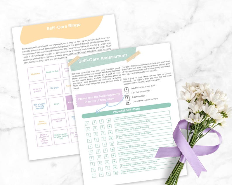 Self-care Worksheets | PDF Fillable Self-care Workbook | Digital Mental ...