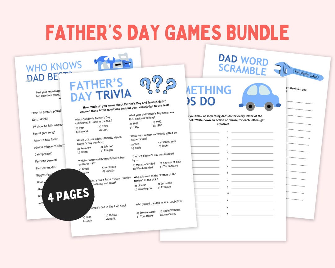 Printable Father's Day Games | Father's Day Activity Bundle | Father's ...